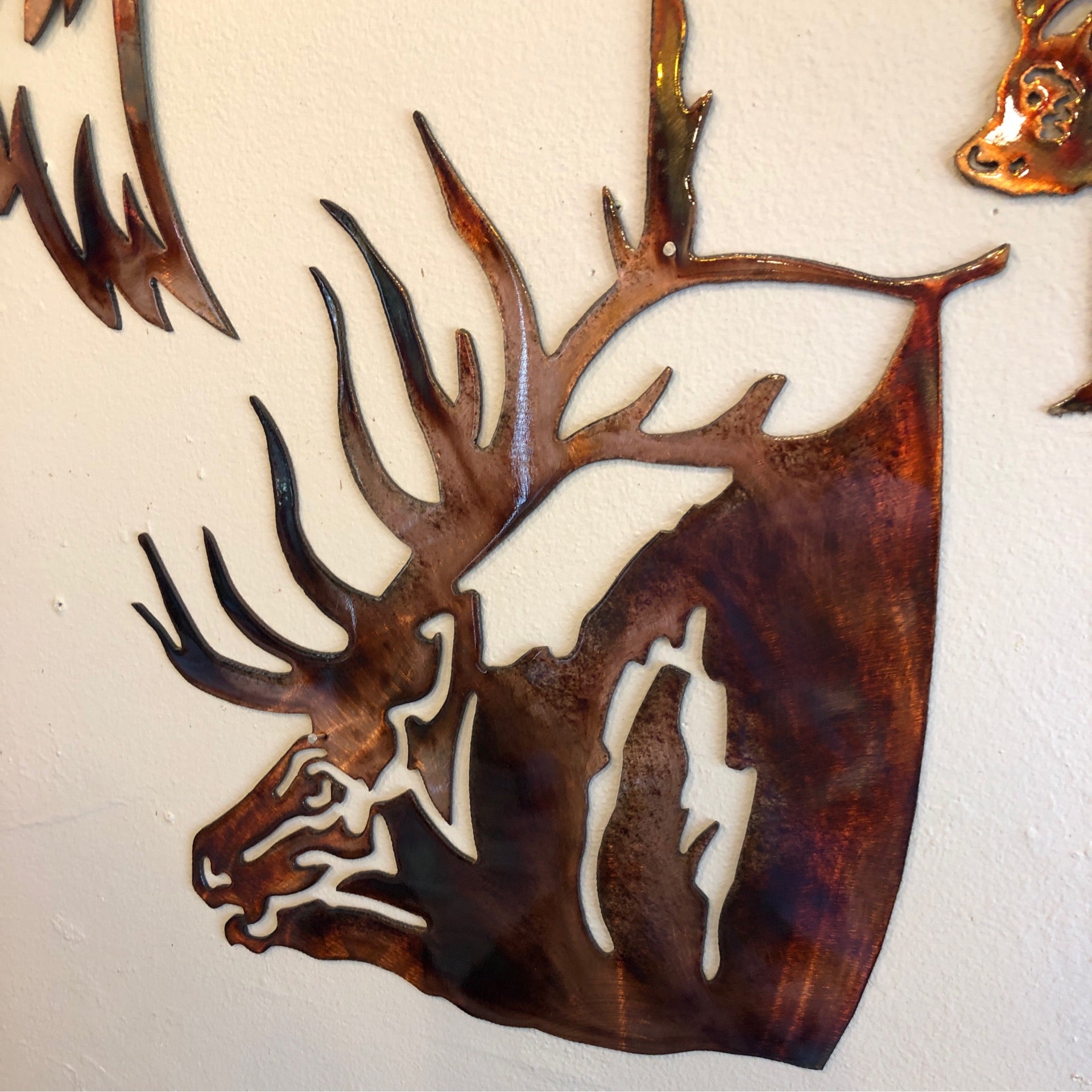 Rustic Industrial Elk Head Metal Wall Art Copper HG | The Rusty Pine Cone